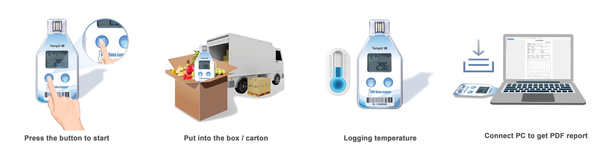 Tazone TempU08 Single Use Data Logger With Display • Argus